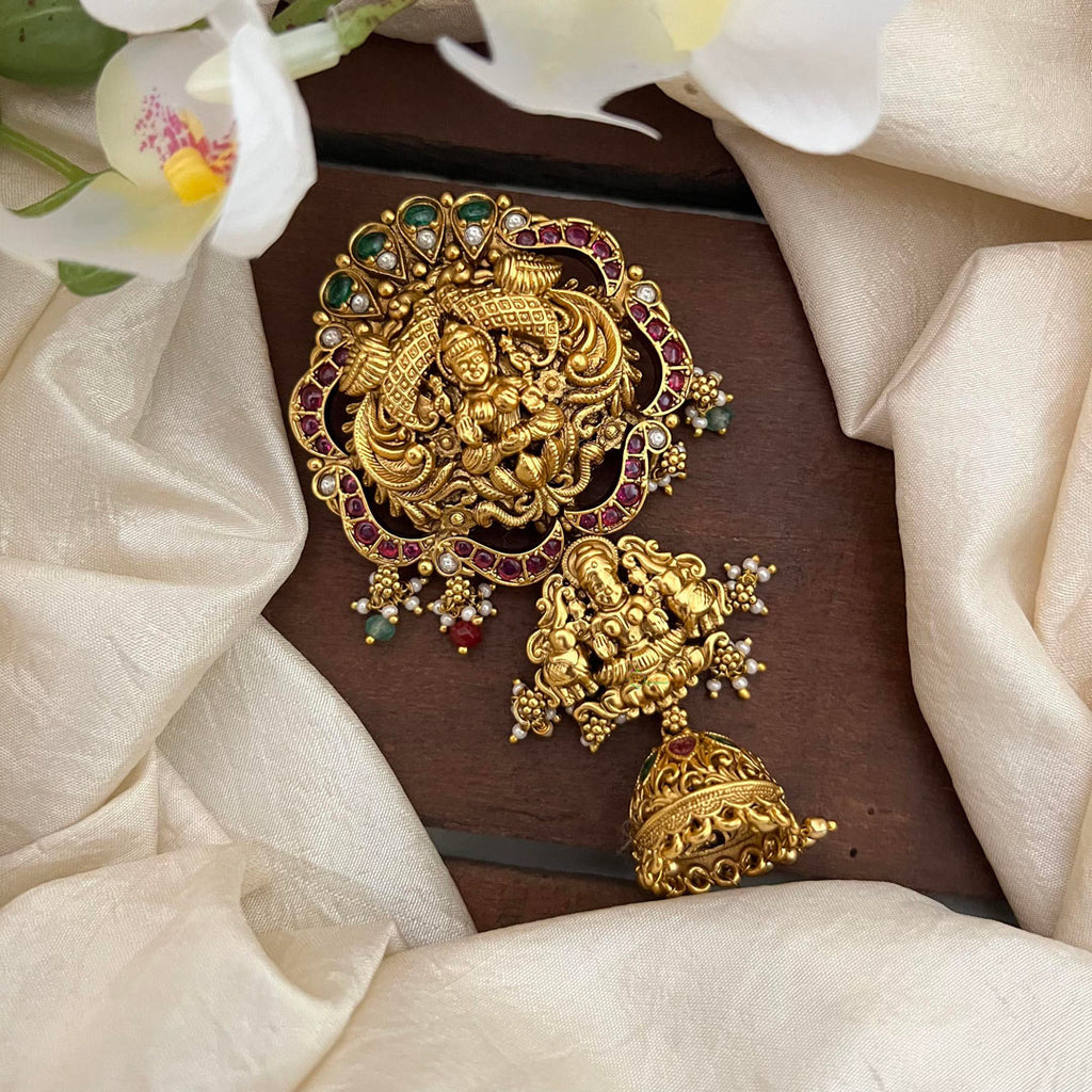 Antique Temple Jada Billai-Lakshmi Bun Billai-Red Green Beads-Pearl-G1 ...